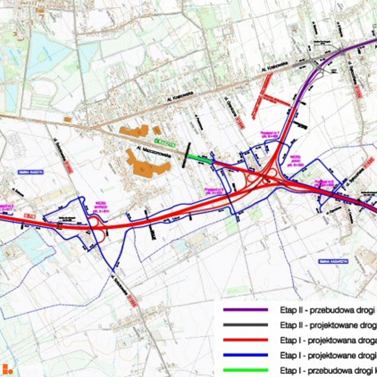 [Raszyn] Obwodnica miasta i droga ekspresowa S8 do Warszawy - investmap.pl